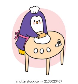 Cartoon Cute Penguin Cooking Vector Stock Vector (Royalty Free ...