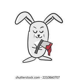 Cartoon Cute Rabbit Axe Smiling Hare Stock Vector (Royalty Free ...