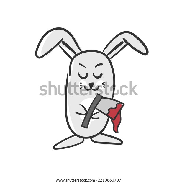 Cartoon Cute Rabbit Axe Smiling Hare Stock Vector (Royalty Free ...