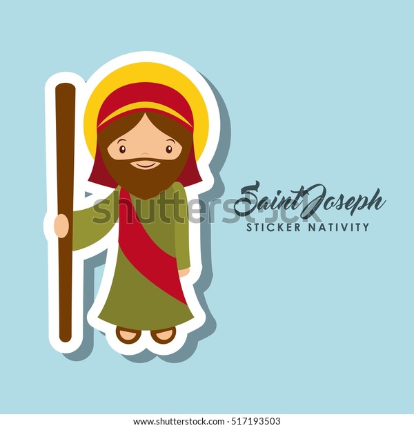 Cartoon Cute Saint Joseph Character Over Stock Vector (Royalty Free ...