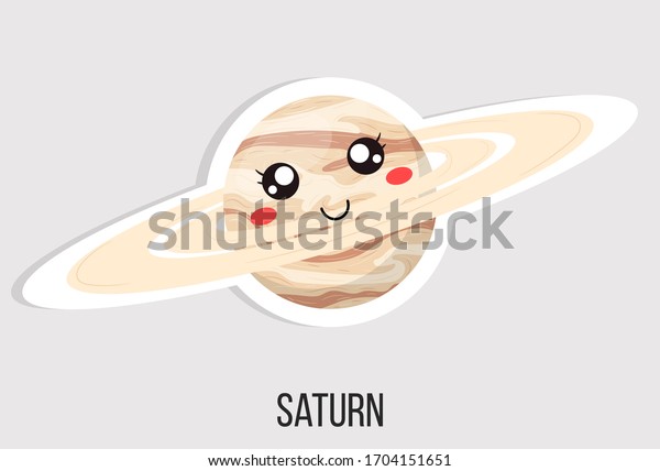 Cartoon Cute Saturn Planet Isolated On Stock Vector (Royalty Free ...