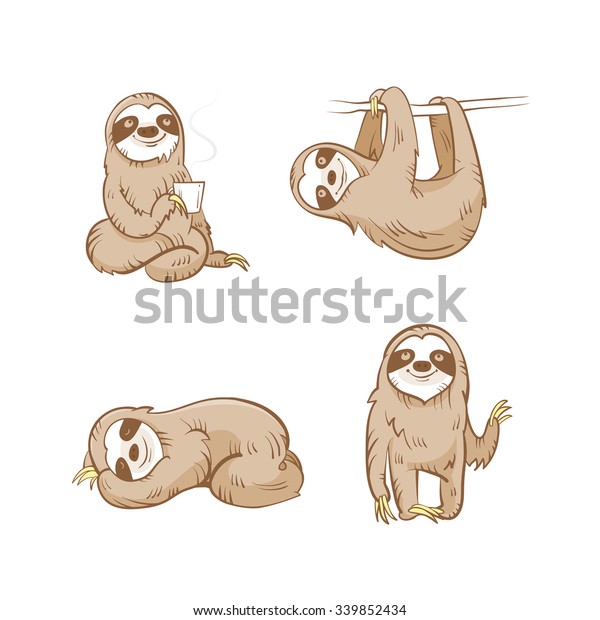 Cartoon Cute Sloths Set Four Animals Stock Vector (Royalty Free) 339852434