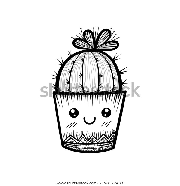 Cartoon Cute Smiling Cactus Vector Illustration Stock Vector (Royalty ...