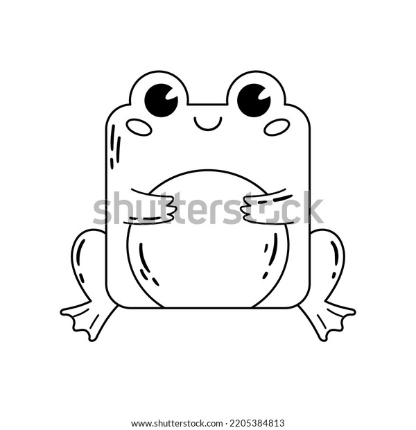 Cartoon Cute Square Shaped Frog Coloring Stock Vector (Royalty Free ...