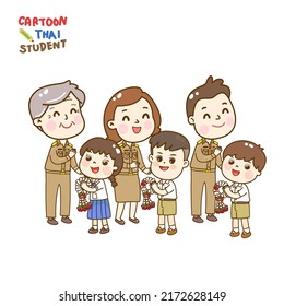 Cartoon Cute Thai Students Character Stock Vector (Royalty Free ...