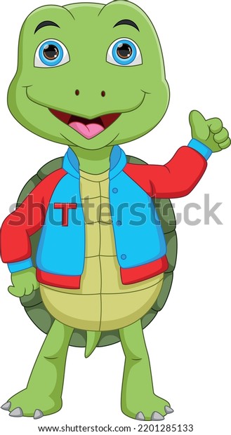 Cartoon Cute Turtle Waving Isolated On Stock Vector (Royalty Free ...