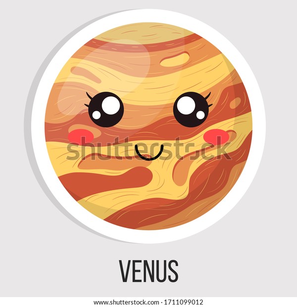 Vektor Stok Cartoon Cute Venus Planet Isolated On (Tanpa Royalti ...