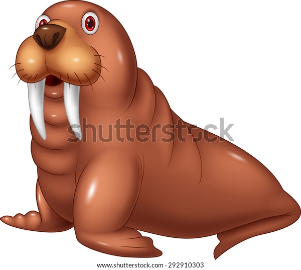 Cartoon Cute Walrus Stock Vector (Royalty Free) 292910303