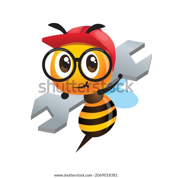 Cartoon Cute Worker Bee Wearing Safety Stock Vector (Royalty Free ...