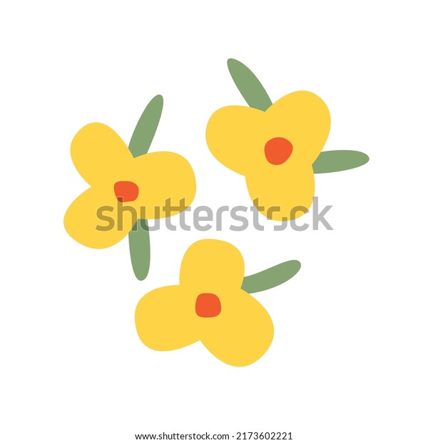Cartoon Cute Yellow Flowers Simple Floral Stock Vector (Royalty Free ...