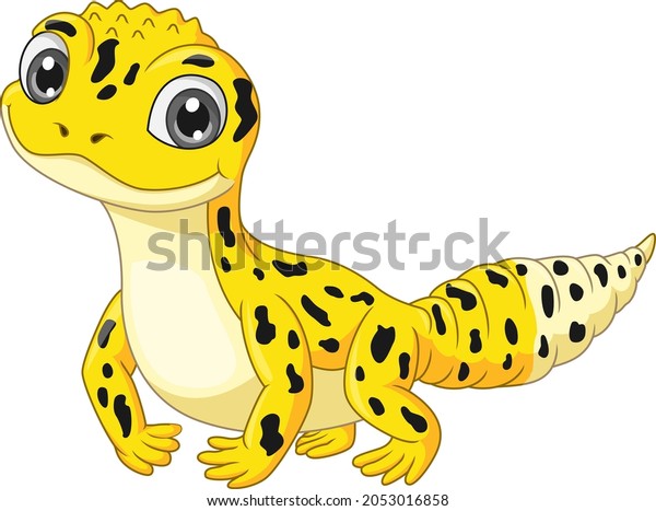 Cartoon Cute Yellow Leopard Gecko Stock Vector (Royalty Free ...
