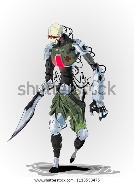 Cartoon Cyborg Battle Cyborg Cartoon Vector Stock Vector (Royalty Free ...