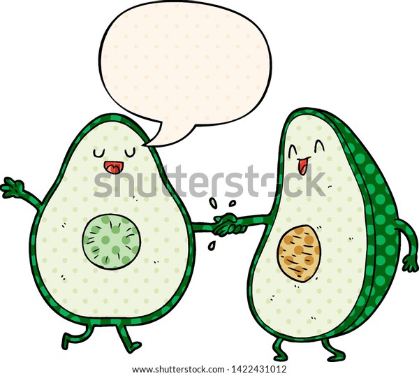 Cartoon Dancing Avocados Speech Bubble Comic Stock Vector (Royalty Free ...
