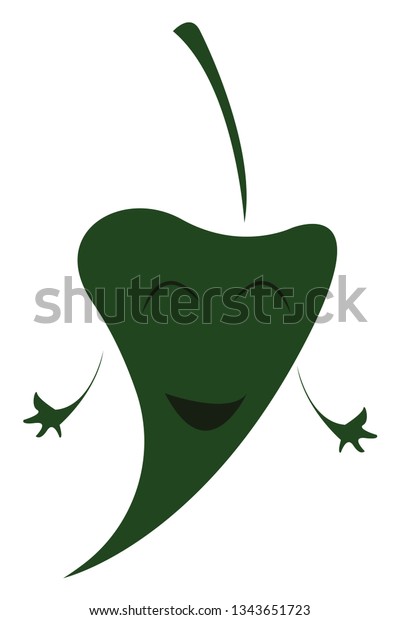 Cartoon Dark Green Leaf Looking Happy Stock Vector (Royalty Free ...