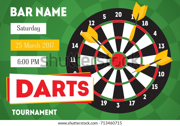 Cartoon Darts Tournament Horizontal Invitation Poster Stock Vector ...