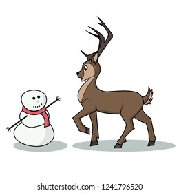 Cartoon Deer Snowman Stock Vector (Royalty Free) 1241796520 | Shutterstock