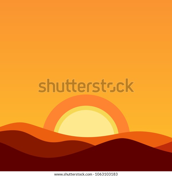 Cartoon Desert Landscape Sunset Vector Background Stock Vector (Royalty ...