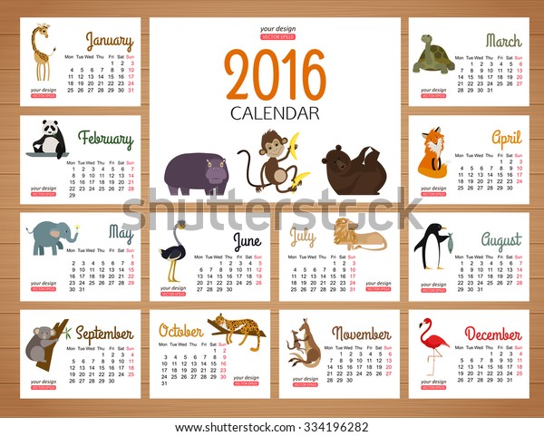 Cartoon Design Calendar Children Vector Illustration Stock Vector ...