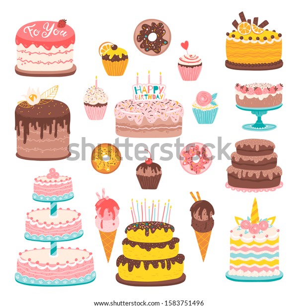 Cartoon Dessert Set Vector Stock Illustrations Stock Vector (Royalty ...