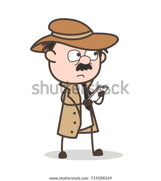 Cartoon Detective Chatting On Mobile Vector Stock Vector (Royalty Free ...