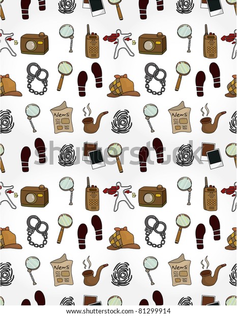 Cartoon Detective Equipment Seamless Pattern Stock Vector (Royalty Free ...