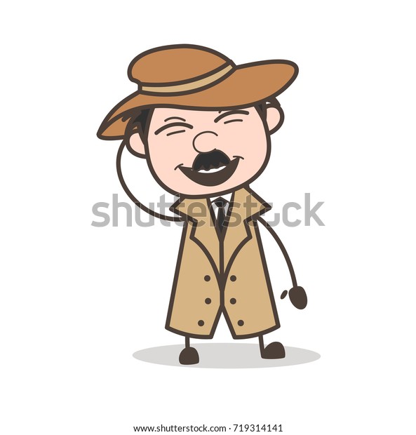 Cartoon Detective Laughing Loudly Vector Illustration Stock Vector ...