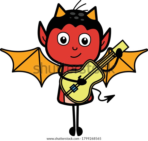 Cartoon Devil Playing Guitar Character Design Stock Vector (Royalty ...