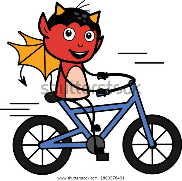 Cartoon Devil Riding Bicycle Character Design Stock Vector (Royalty ...