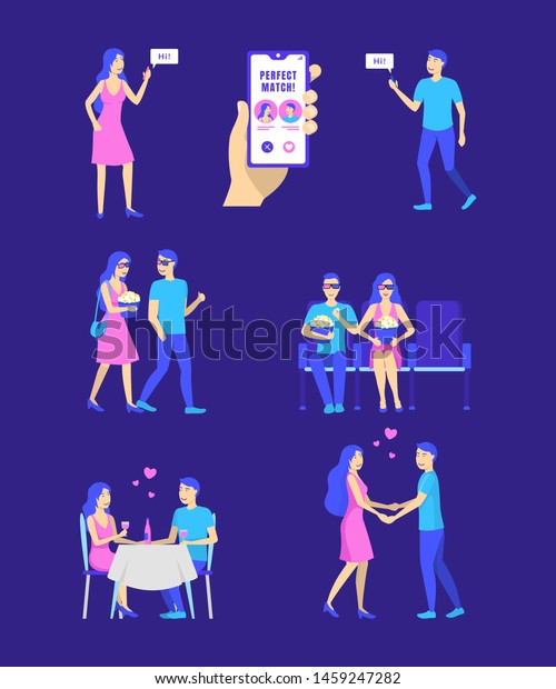 Cartoon Different Characters People Dating On Stock Vector (Royalty ...