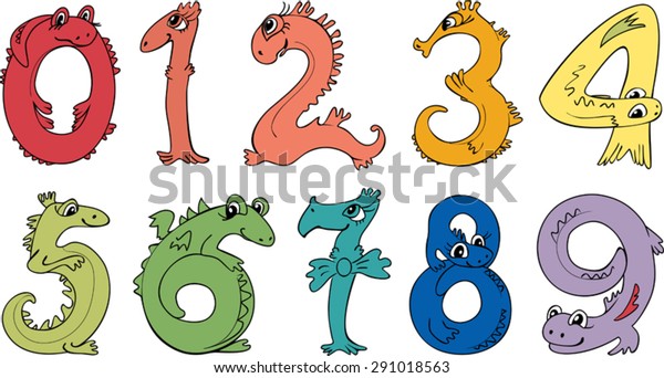 Cartoon Digits Numbers Form Animals Set Stock Vector (Royalty Free ...