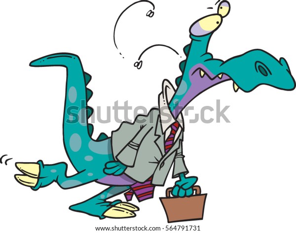 Cartoon Dinosaur Going Work Stock Vector (Royalty Free) 564791731