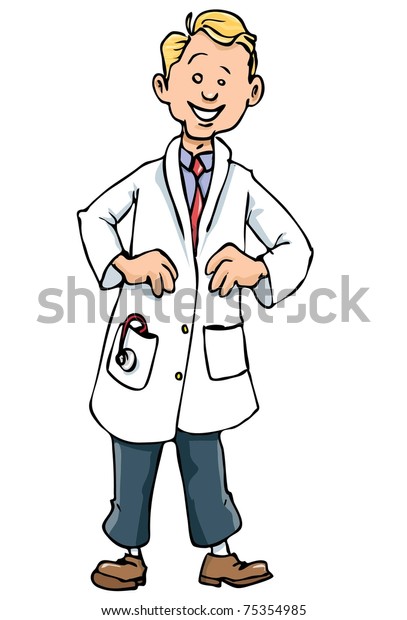 Cartoon Doctor White Coat Isolated On Stock Vector (Royalty Free ...