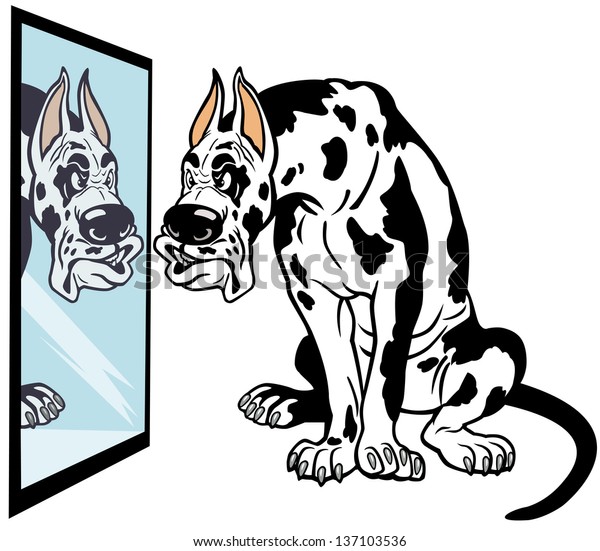Cartoon Dog Looking Mirror Great Dane Stock Vector (Royalty Free) 137103536