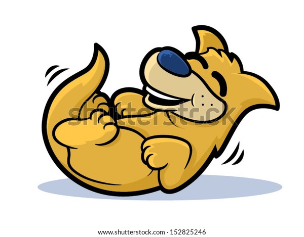 Cartoon Dog On His Back Rolling 스톡 벡터(로열티 프리) 152825246