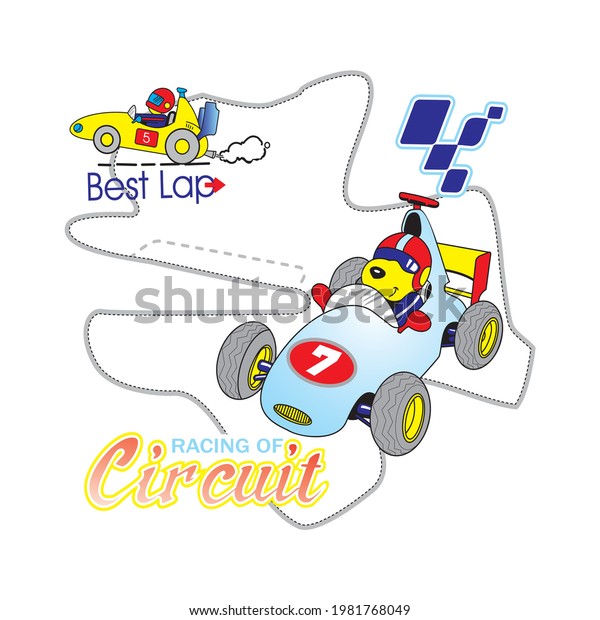 Cartoon Dog Racing Circuit Vector Illustration Stock Vector (Royalty ...