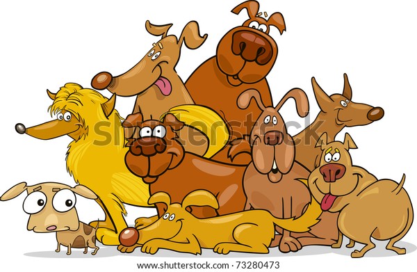 Cartoon Dogs Group Stock Vector (Royalty Free) 73280473