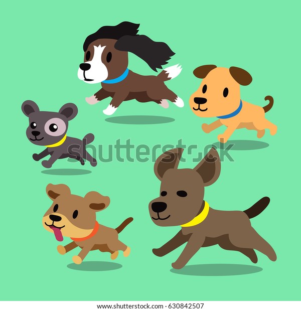 Cartoon Dogs Running Set Stock Vector (Royalty Free) 630842507