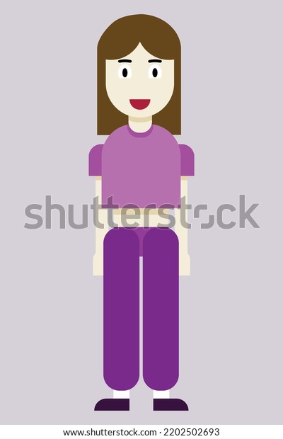 Cartoon Doll Brown Hair On Monochrome Stock Vector Royalty Free 2202502693 Shutterstock