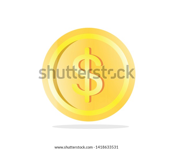 Cartoon Dollar Coin White Backgroundvector Eps10 Stock Vector (Royalty ...