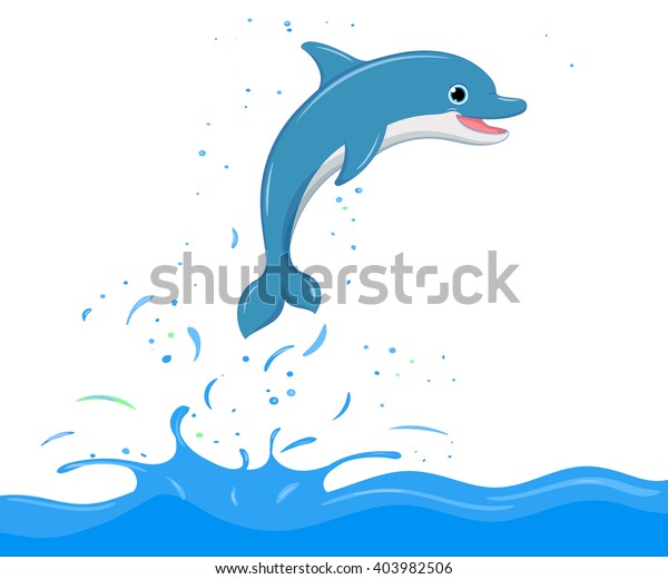 Cartoon Dolphin Water Vector Illustration Stock Vector (Royalty Free ...