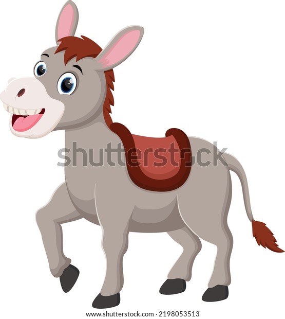 Cartoon Donkey Isolated On White Background 库存矢量图（免版税）2198053513 ...