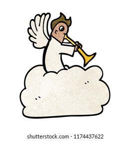 Cartoon Doodle Angel On Cloud Trumpet Stock Vector (Royalty Free ...