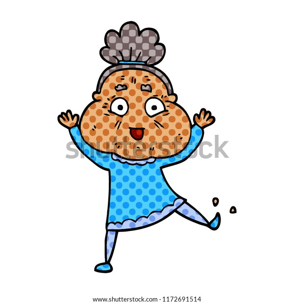 Cartoon Doodle Dancing Old Lady Stock Vector (Royalty Free) 1172691514 ...