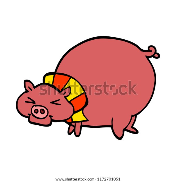 Cartoon Doodle Fat Pig Stock Vector (Royalty Free) 1172701051