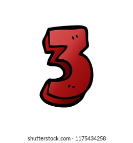 Cartoon Doodle Number Three Stock Vector (Royalty Free) 1175434258