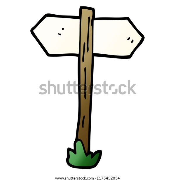 Cartoon Doodle Painted Direction Sign Posts Stock Vector (Royalty Free ...