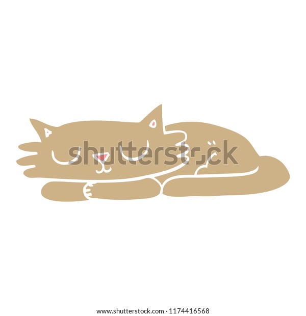 Cartoon Doodle Sleeping Cat Stock Vector (Royalty Free) 1174416568 ...