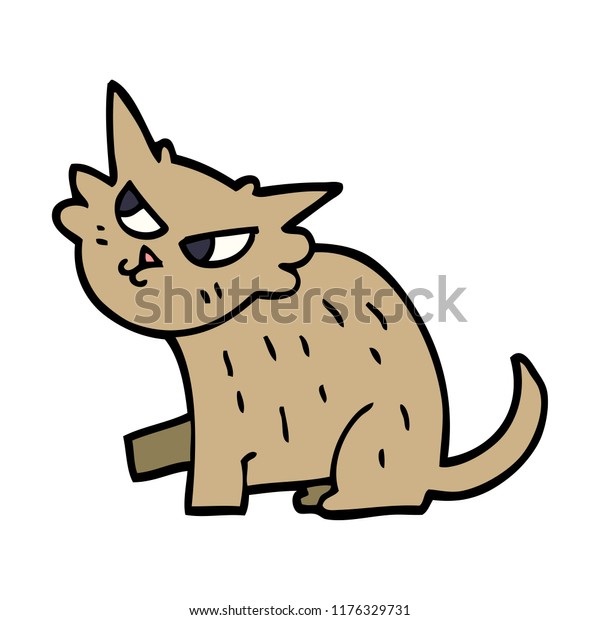 Cartoon Doodle Sly Cat Stock Vector (Royalty Free) 1176329731 ...