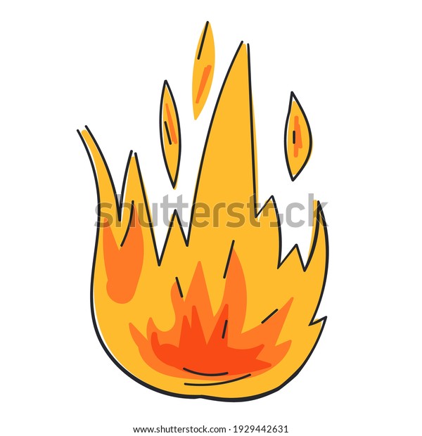Cartoon Doodle Style Fire Handdrawn Vector Stock Vector (Royalty Free ...
