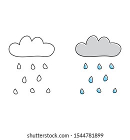 Cartoon Drawing Cloud Raindrops Stock Vector (Royalty Free) 1544781899